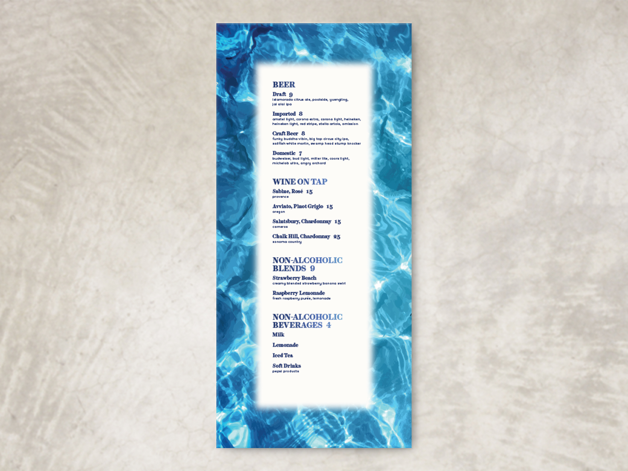 Pool Menu (#0092) - Cleveland Menu Printing