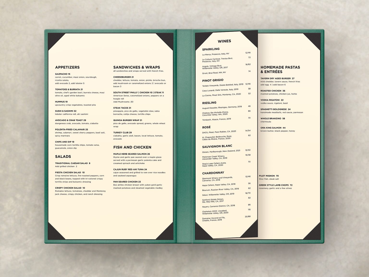 Formal Menu Cover (#0261) - Cleveland Menu Printing